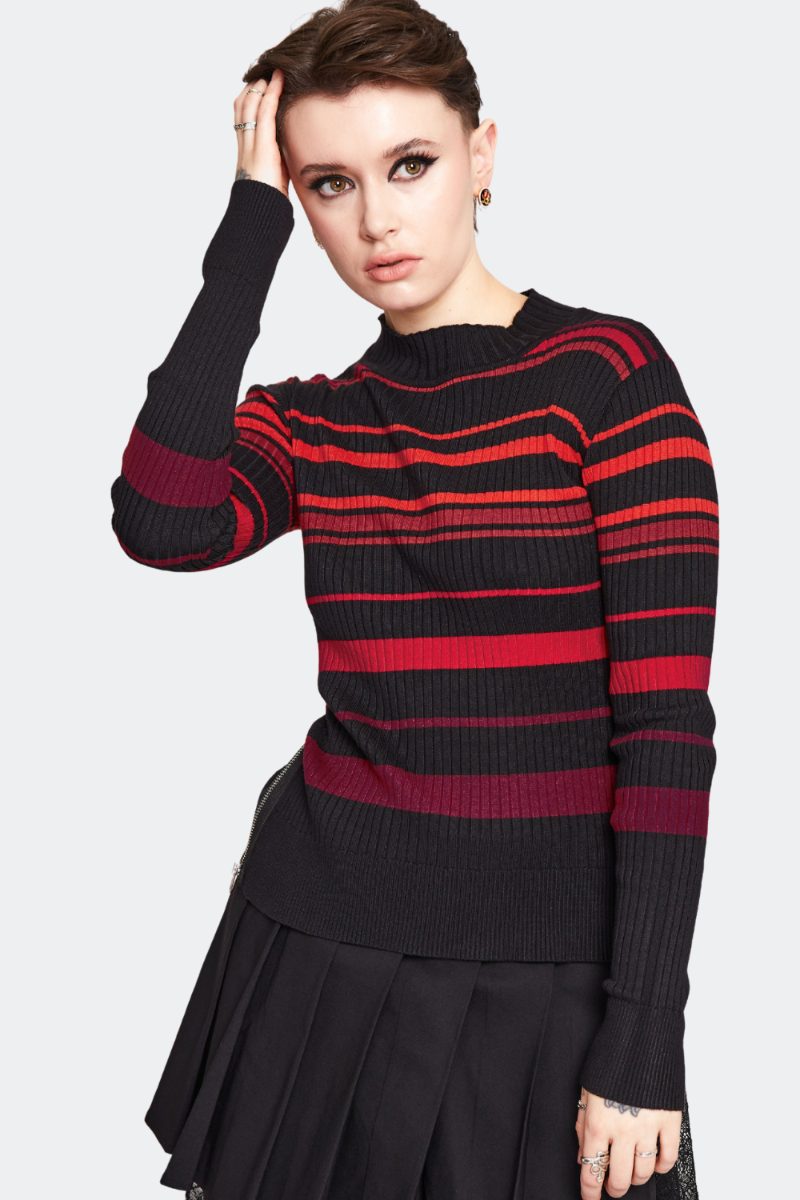 High Neck Striped Jumper | Alternative Clothing Store | Gothic, Punk ...