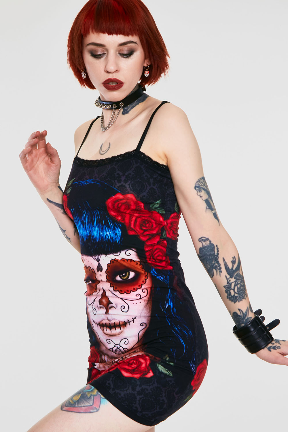 Day of the Dead Print Bodycon Dress | Alternative Clothing Store ...