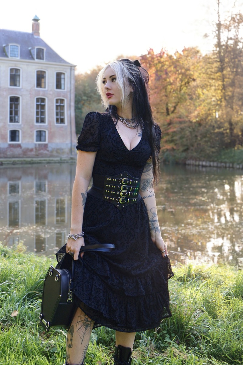 Devore Ruffle Hem Gothic Dress | Alternative Clothing Store | Gothic ...