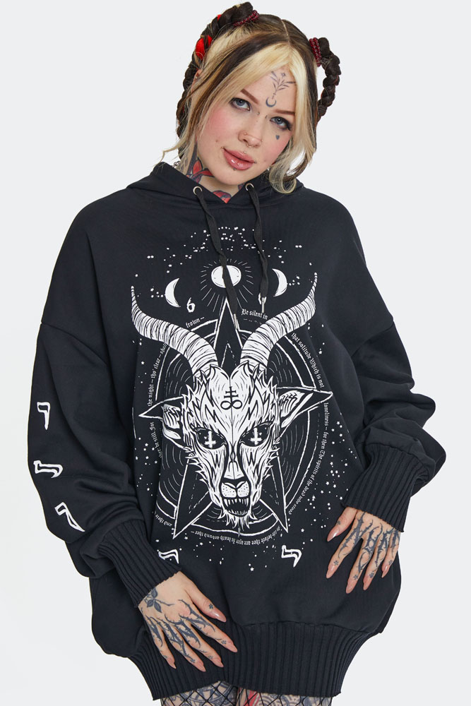 Baphomet Print Oversized Hoodie | Alternative Clothing Store | Gothic ...
