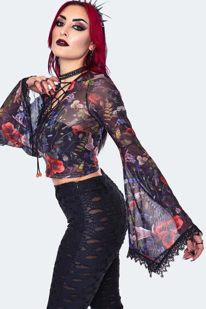 Night Meadow Mesh Crop Top | Alternative Clothing Store | Gothic, Punk ...