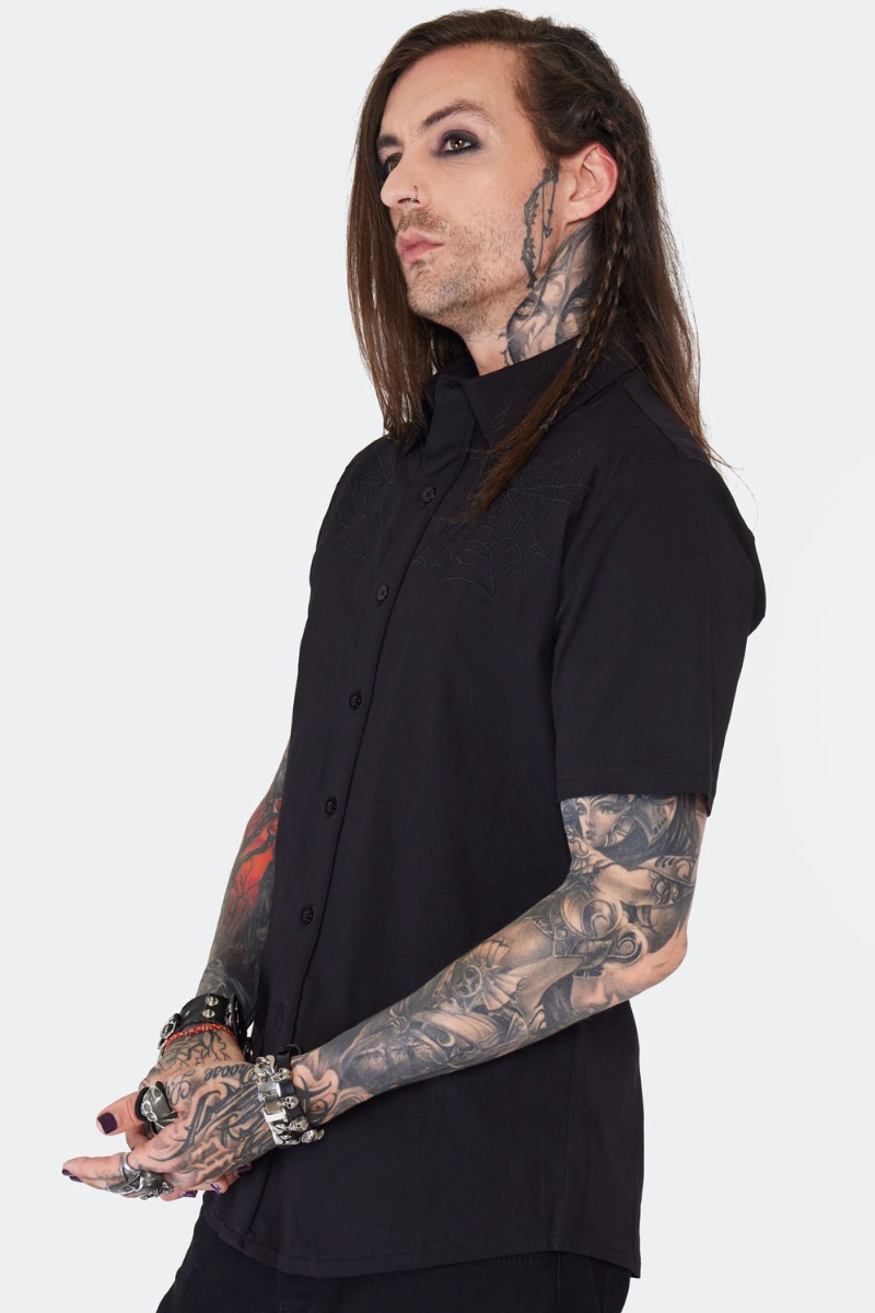 Spider Web Short Sleeve Shirt | Alternative Clothing Store | Gothic ...
