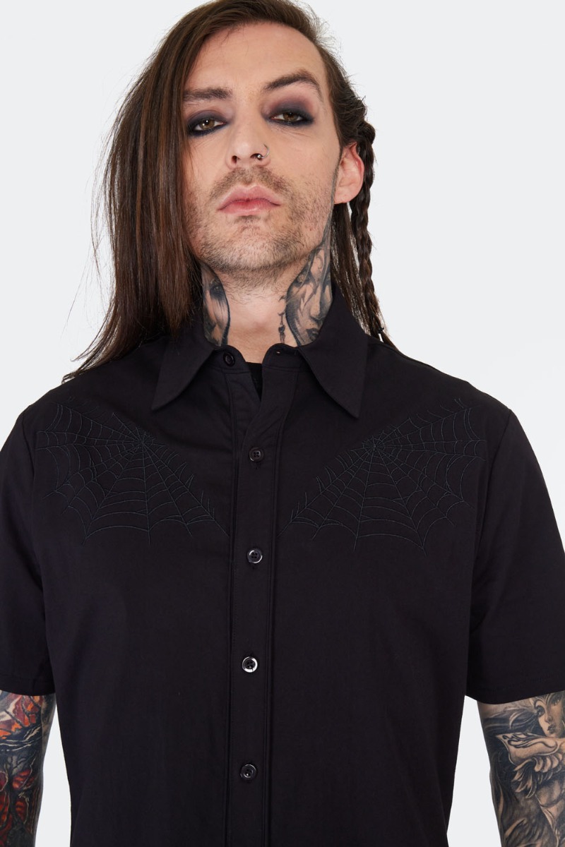 Spider Web Short Sleeve Shirt | Alternative Clothing Store | Gothic ...