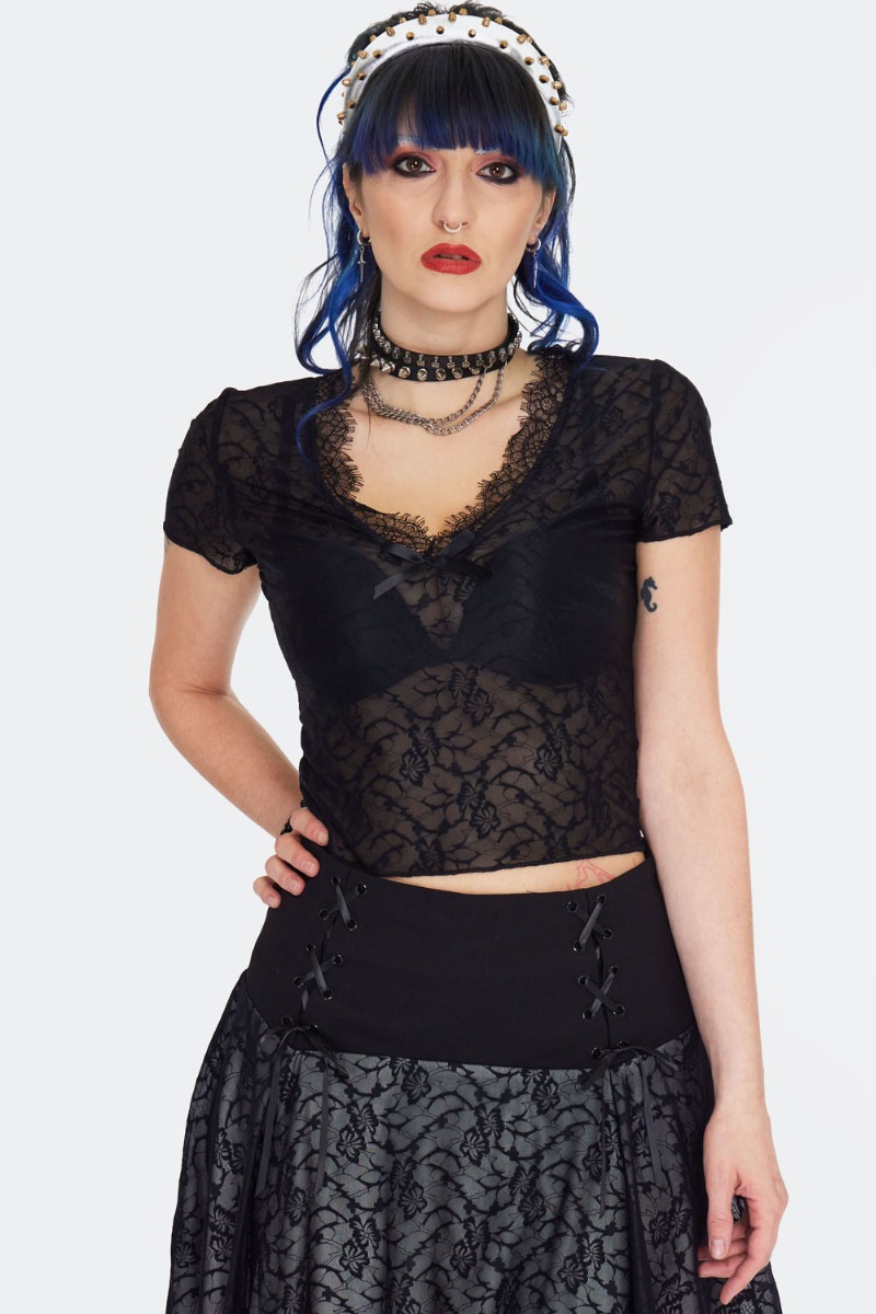 Lace Trims Crop Top | Alternative Clothing Store | Gothic, Punk, Metal ...